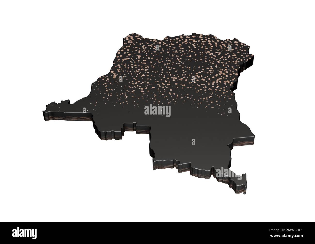 A 3d illustration black metallic map of democratic republic Congo ...