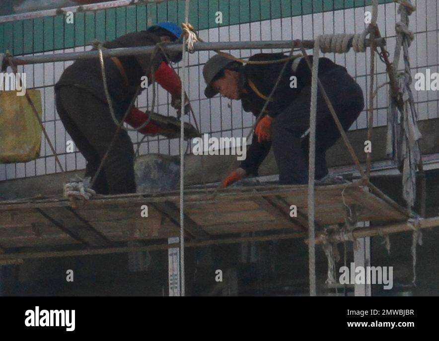 The construction of "Ryomyong Street" is nearing completion as the ...