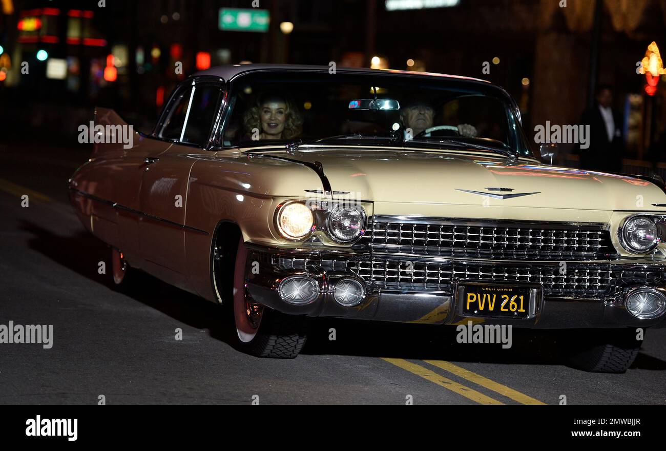 Jessica Lange approaches the red carpet in a classic car at the Los ...