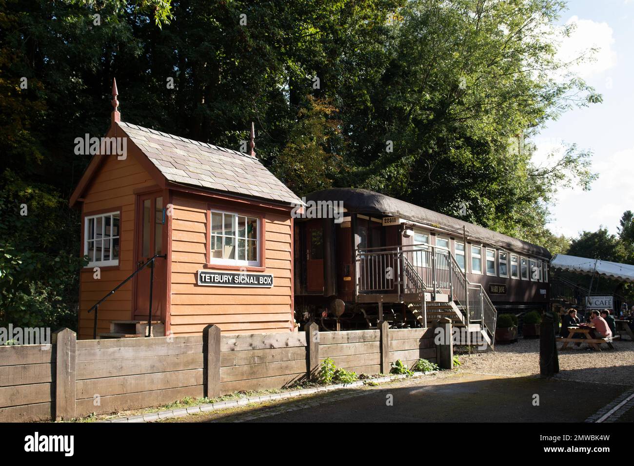 Tetbury Signal Box and historic Finnish railway carriage Mary Jane in ...