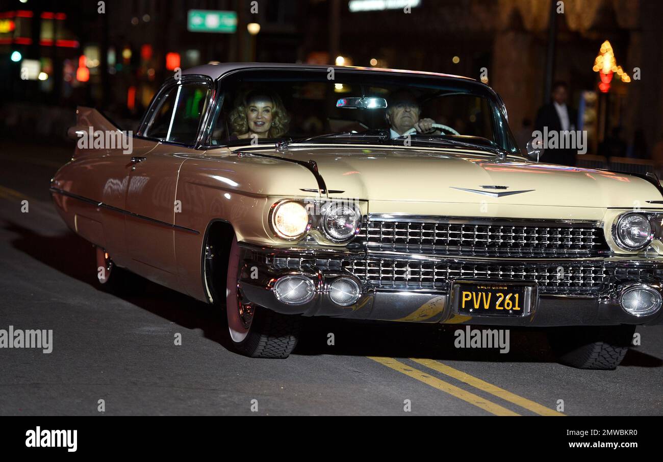 Jessica Lange approaches the red carpet in a classic car at the Los ...