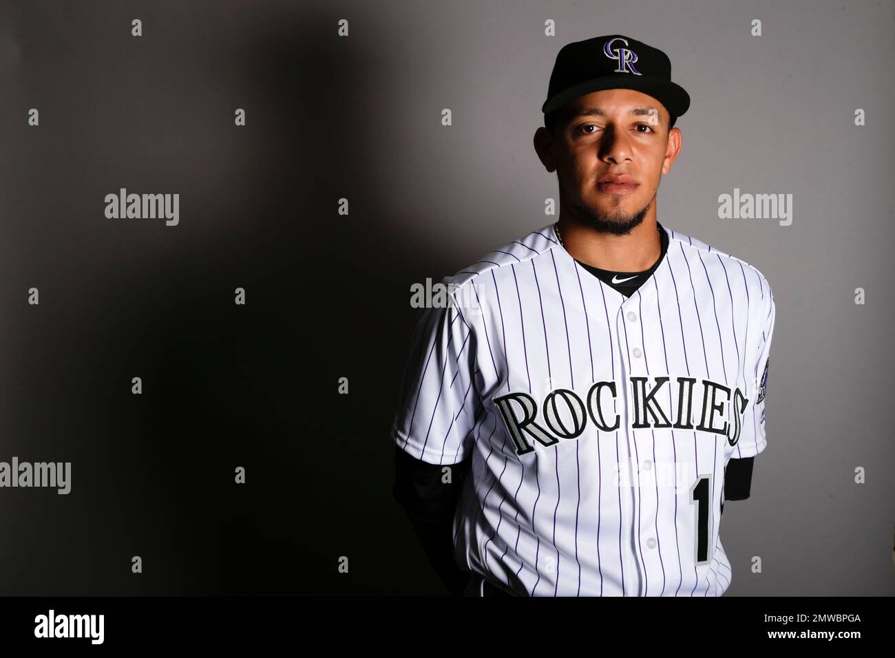 This is a 2017 photo of shortstop Cristhian Adames of the Colorado ...