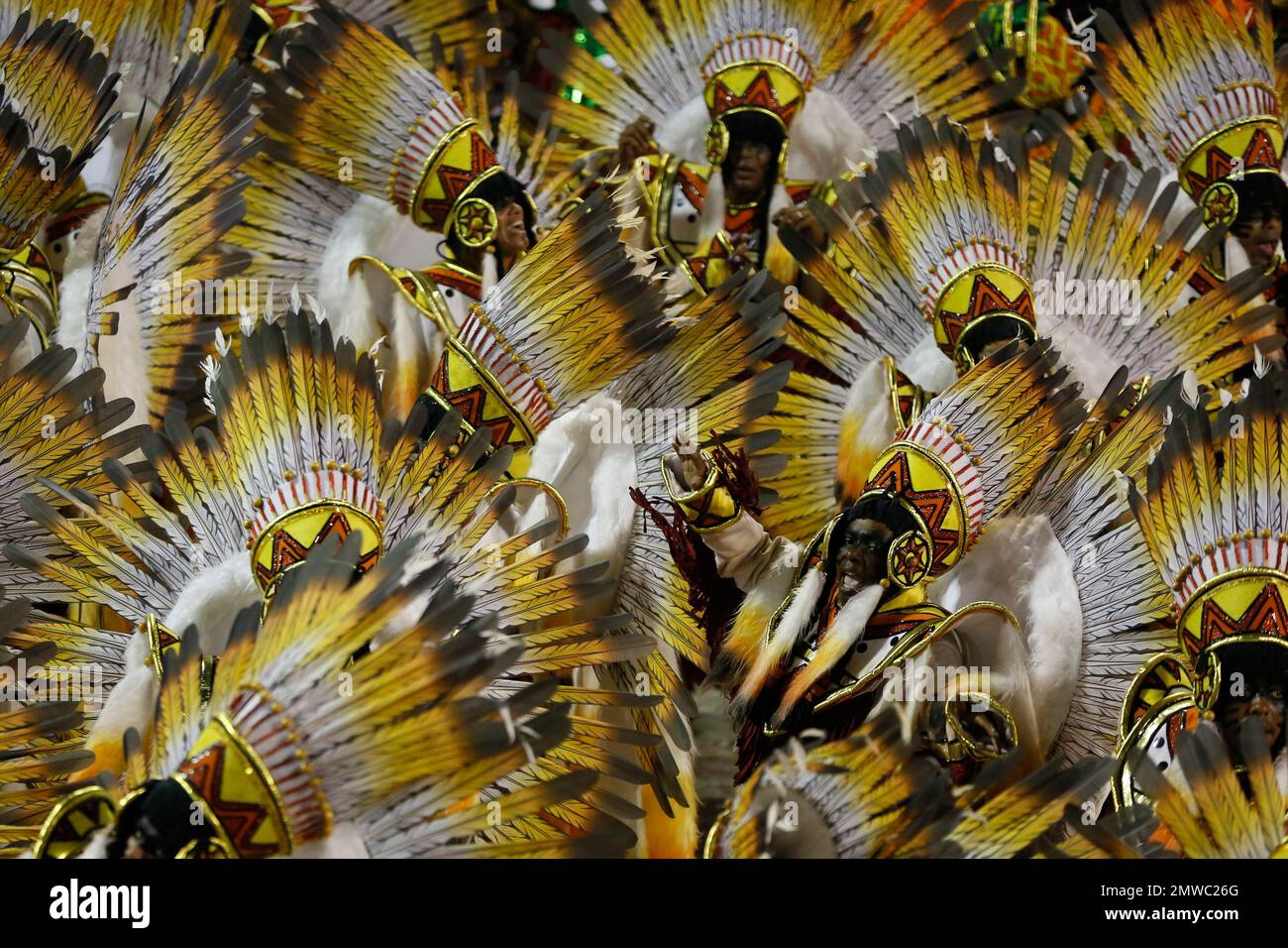 Performers from the Academicos do Grande Rio samba school parade during ...