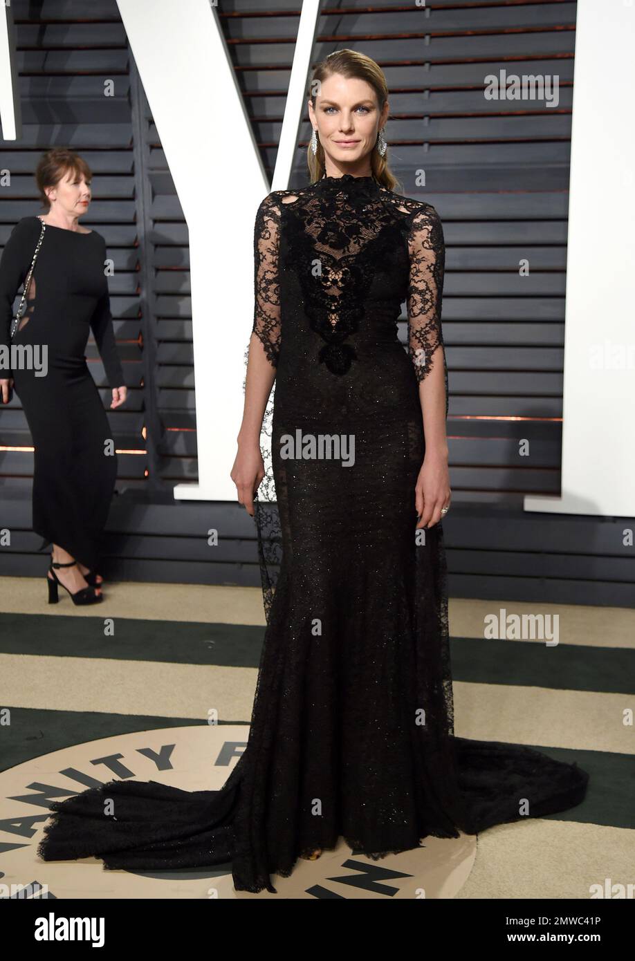 Model Angela Lindvall arrives at the Vanity Fair Oscar Party on Monday ...