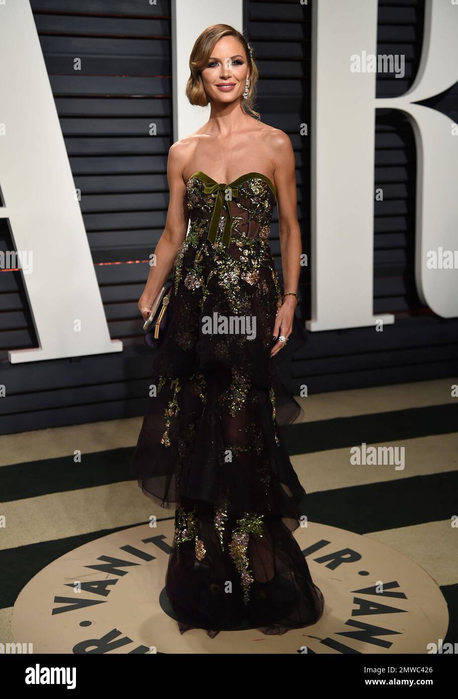 Model Georgina Chapman arrives at the Vanity Fair Oscar Party on Sunday ...