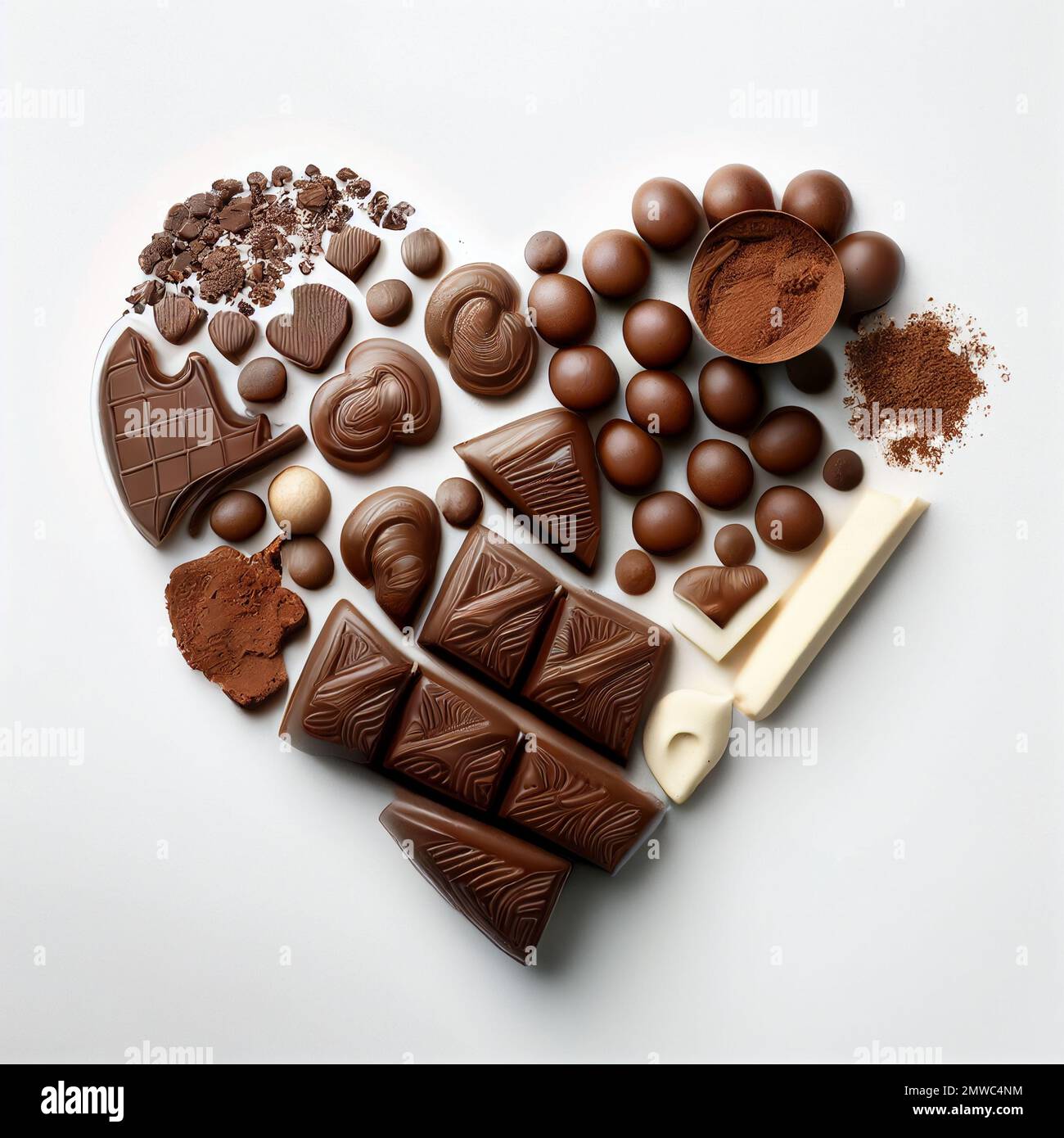 3D illustration, oil painting style of group of chocolate be arrange in ...