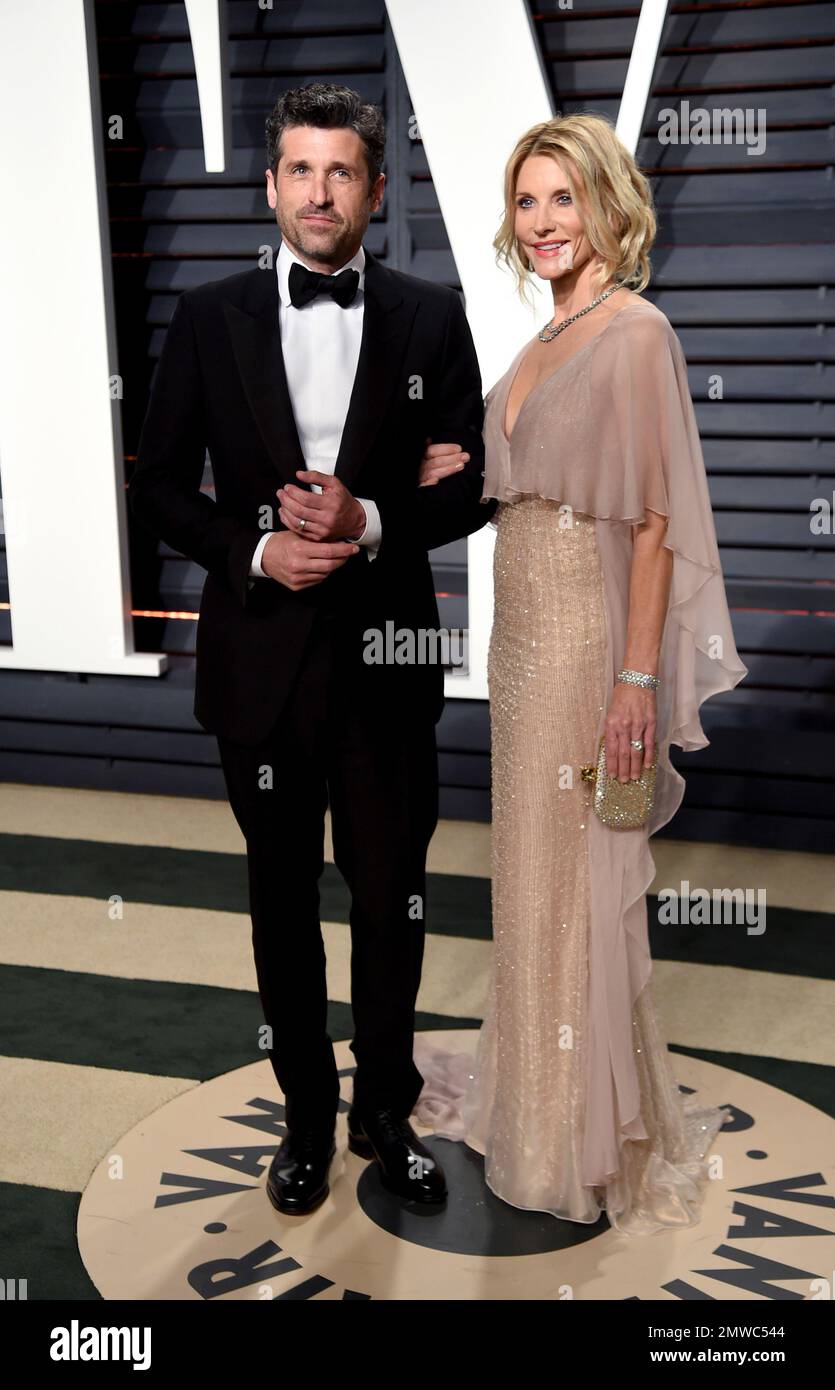 Patrick Dempsey, left, and Jillian Fink arrive at the Vanity Fair Oscar ...