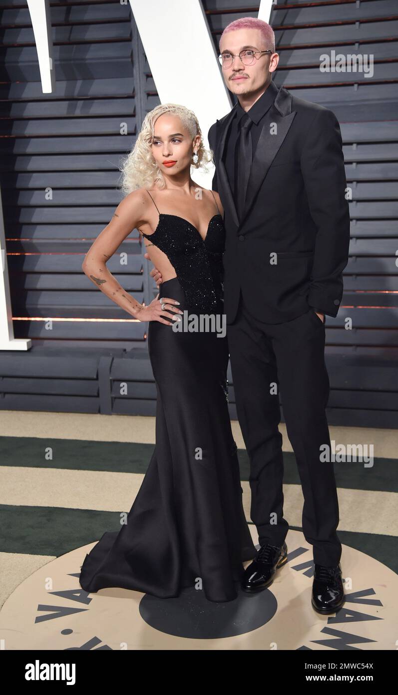 Zoe Kravitz, left, and Karl Glusman arrive at the Vanity Fair Oscar ...