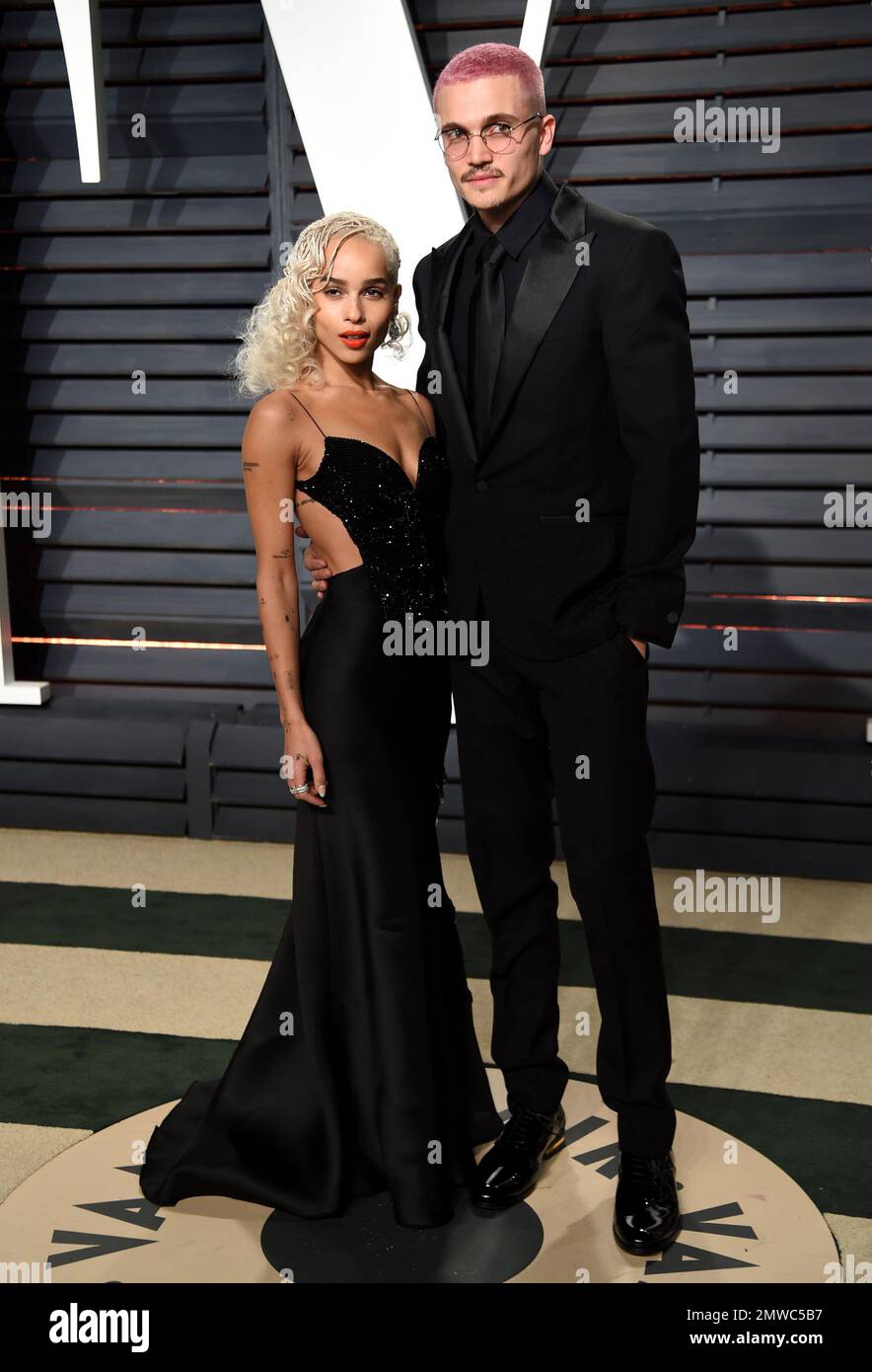 Zoe Kravitz, left, and Karl Glusman arrive at the Vanity Fair Oscar ...