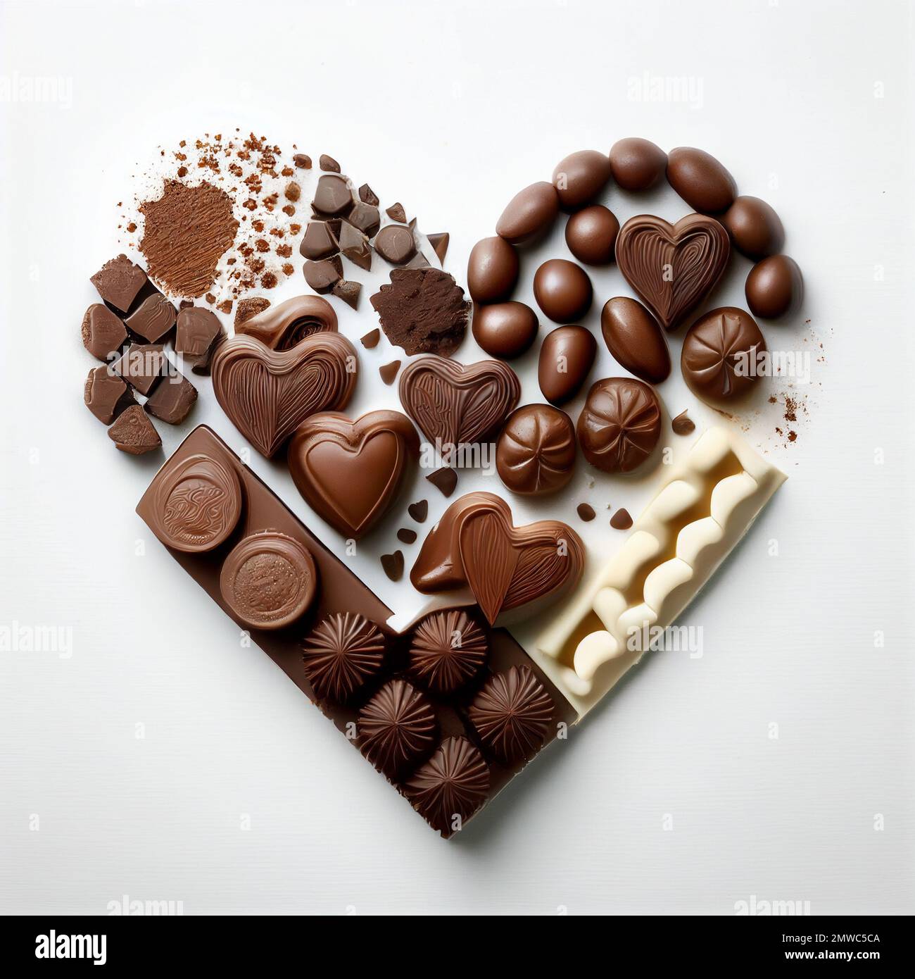 3D illustration, oil painting style of group of chocolate be arrange in ...