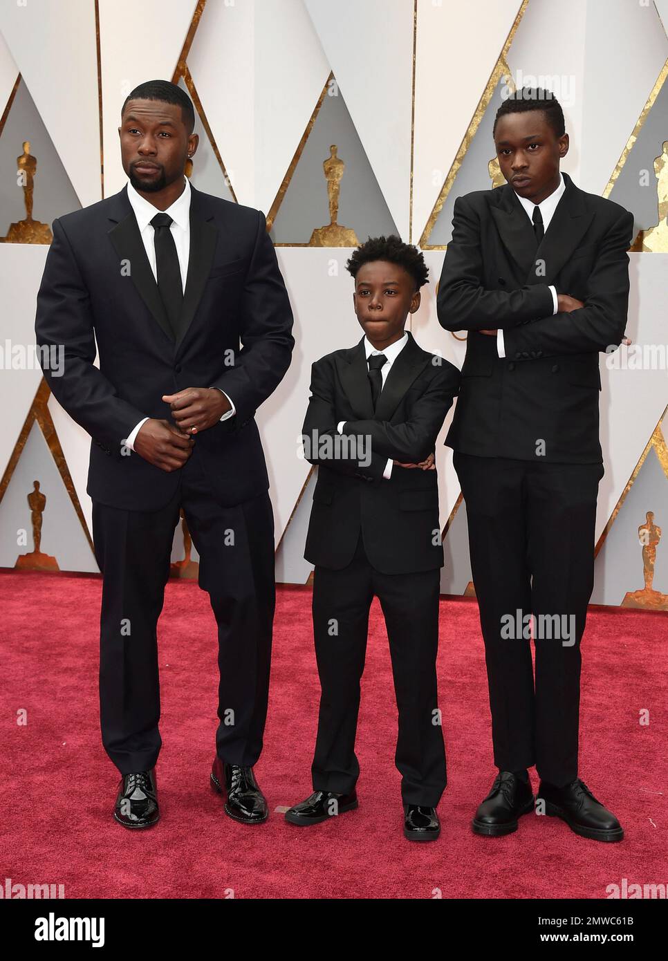 Shariff Earp, from left, Alex R. Hibbert, and Ashton Sanders arrive at ...