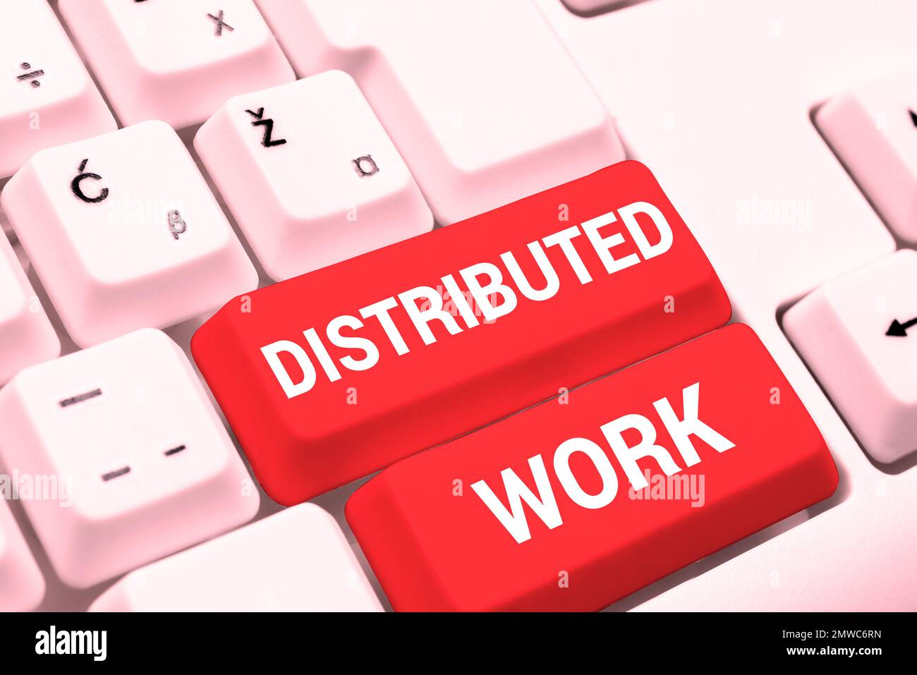 Conceptual caption Distributed Work. Concept meaning practiced by enterprises using network ...