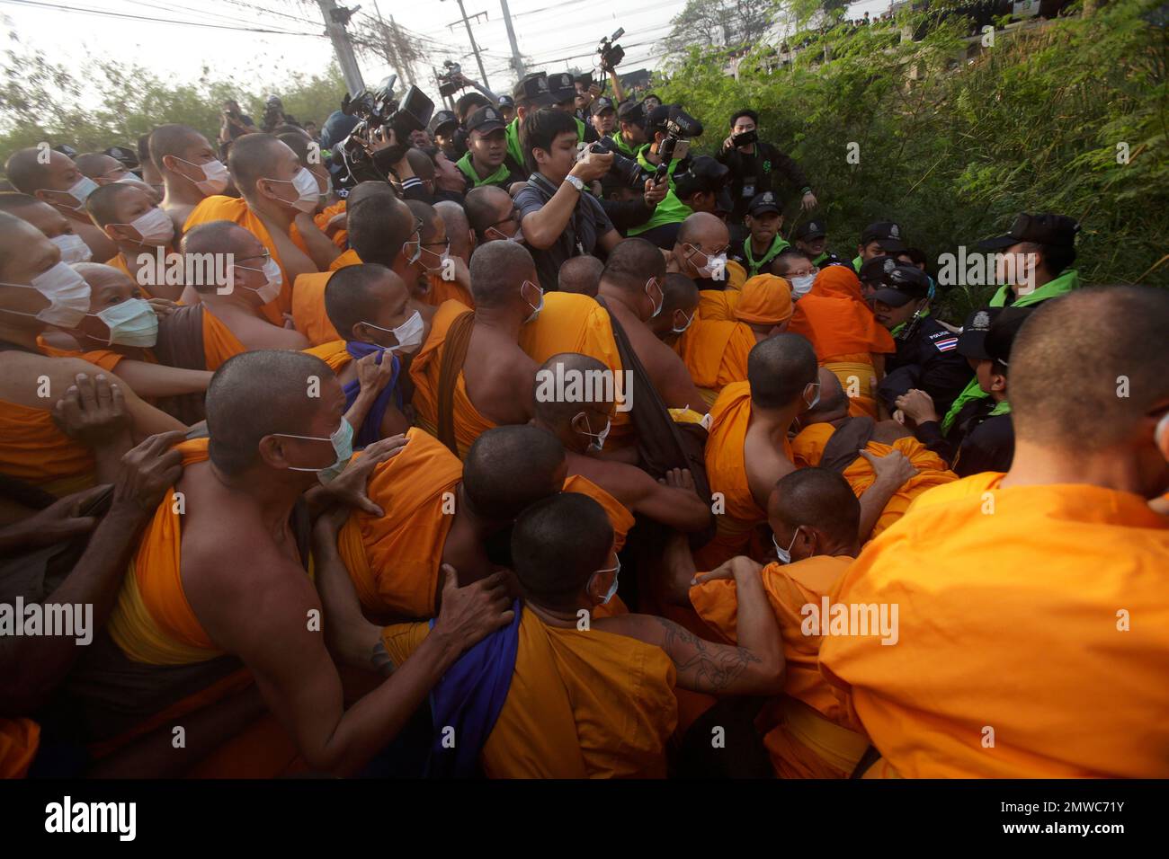 In this Monday, Feb. 20, 2017 photo, Buddhist monks of the Dhammakaya ...