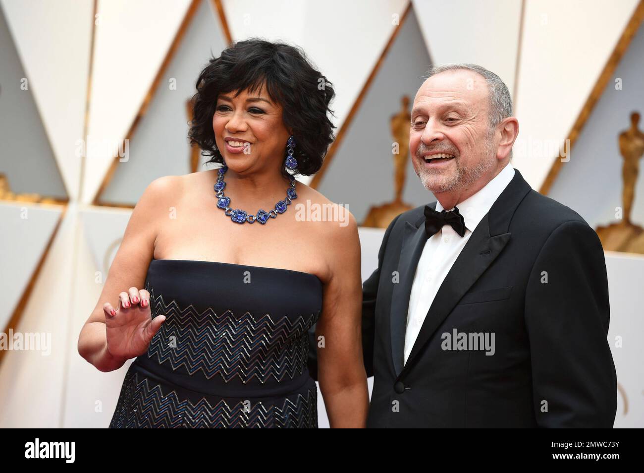 From left, Cheryl Boone Isaacs and Stanley Isaacs arrive at the Oscars ...