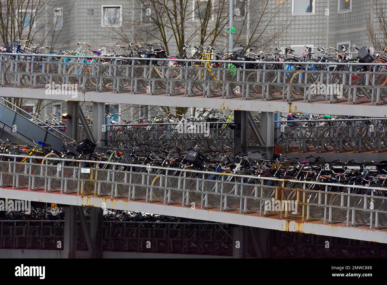 Two-storey bridge with dimensions of parked bicycles, Amsterdam ...