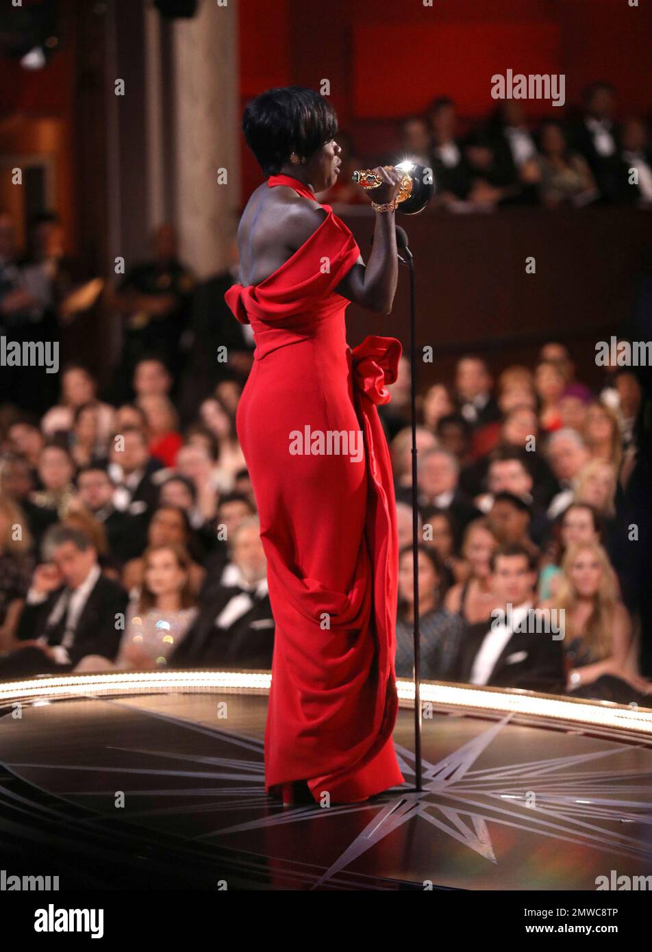 Viola Davis accepts the award for best actress in a supporting role for "Fences" at the Oscars ...