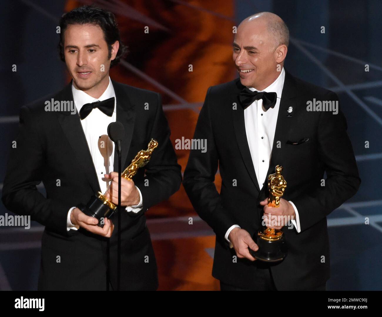 Alan Barillaro, left, and Marc Sondheimer accept the award for best ...