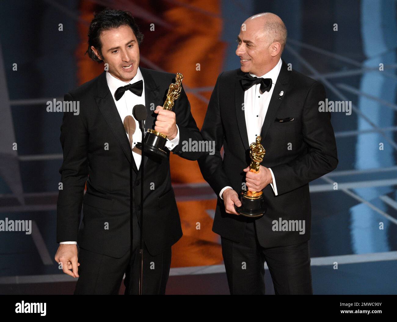Alan Barillaro, left, and Marc Sondheimer accept the award for best ...
