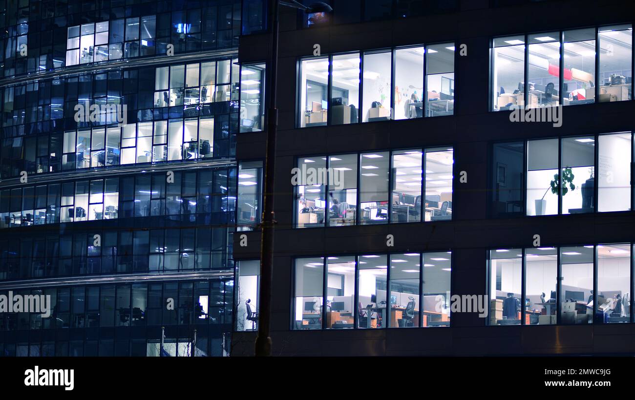 Glass Office Building Night