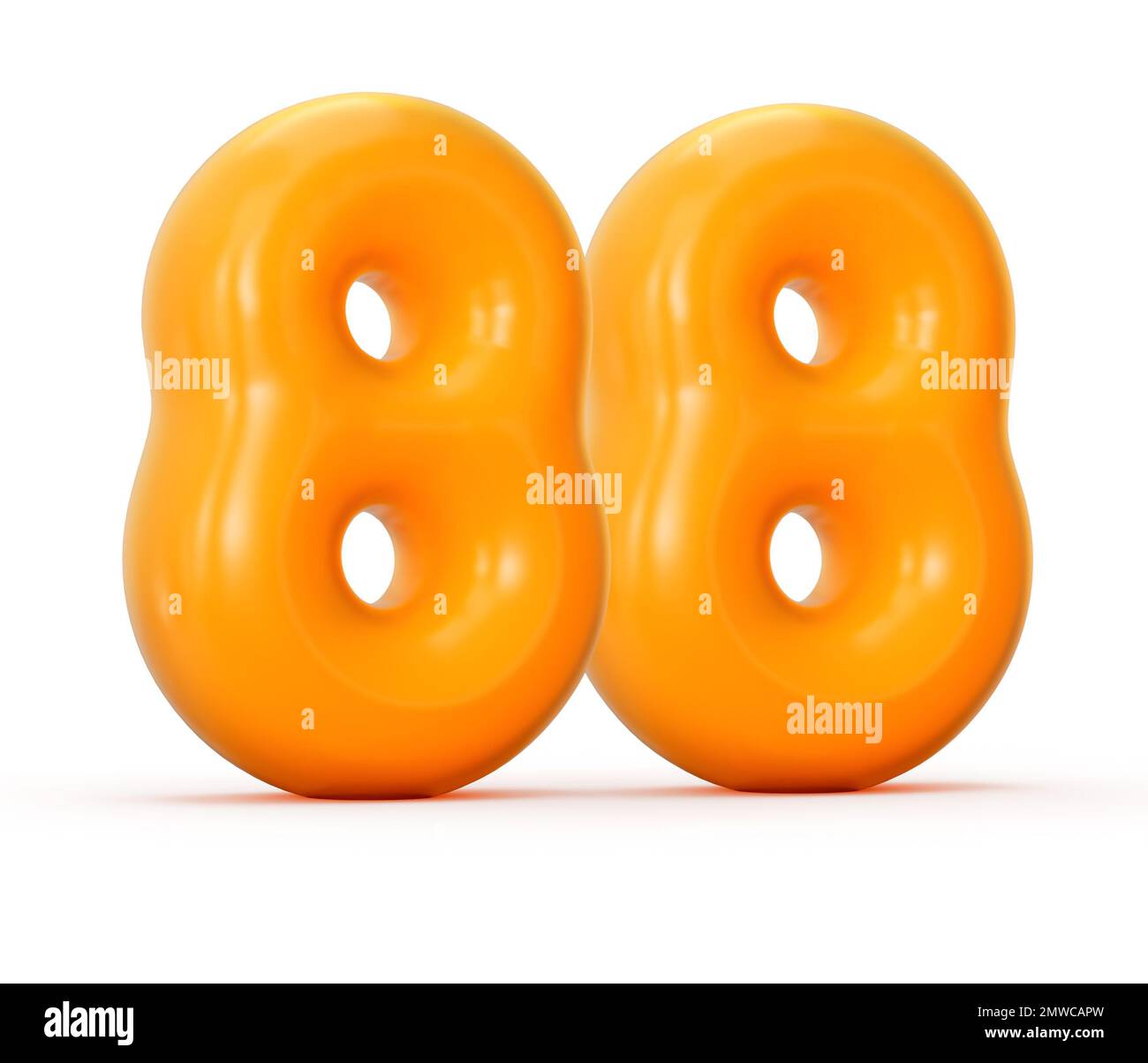 A 3d illustration of a glossy orange jelly number 88 or eighty-eight ...