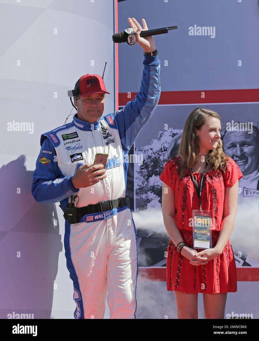 Michael Waltrip is introduced with his daughter Margaret Waltrip before ...