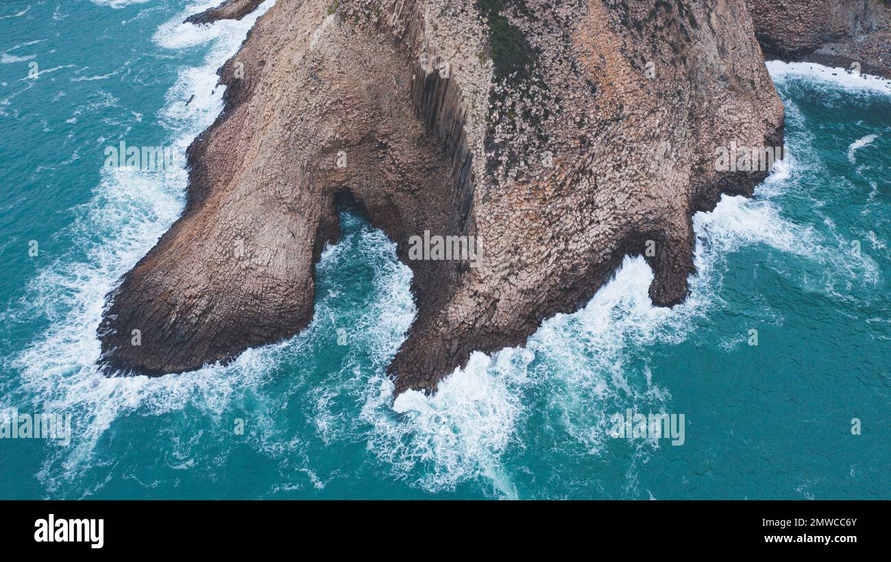 An aerial view of the cliffs of Hong Kong Sai Kung Po Pin Chau, Fa Shan's sea stack Stock Photo ...