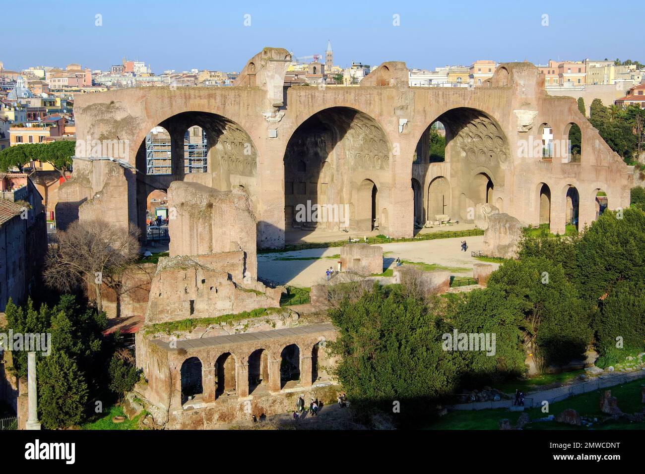 Bird's eye view of ruins of medieval porticus for trade in medicinal ...