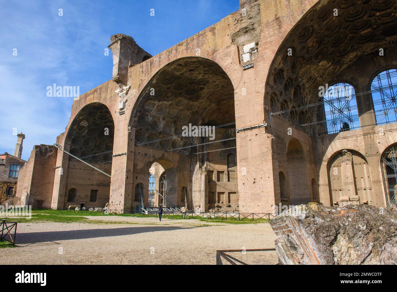 Ruin of remaining aisle of ancient Maxentius Basilica of Constantine ...