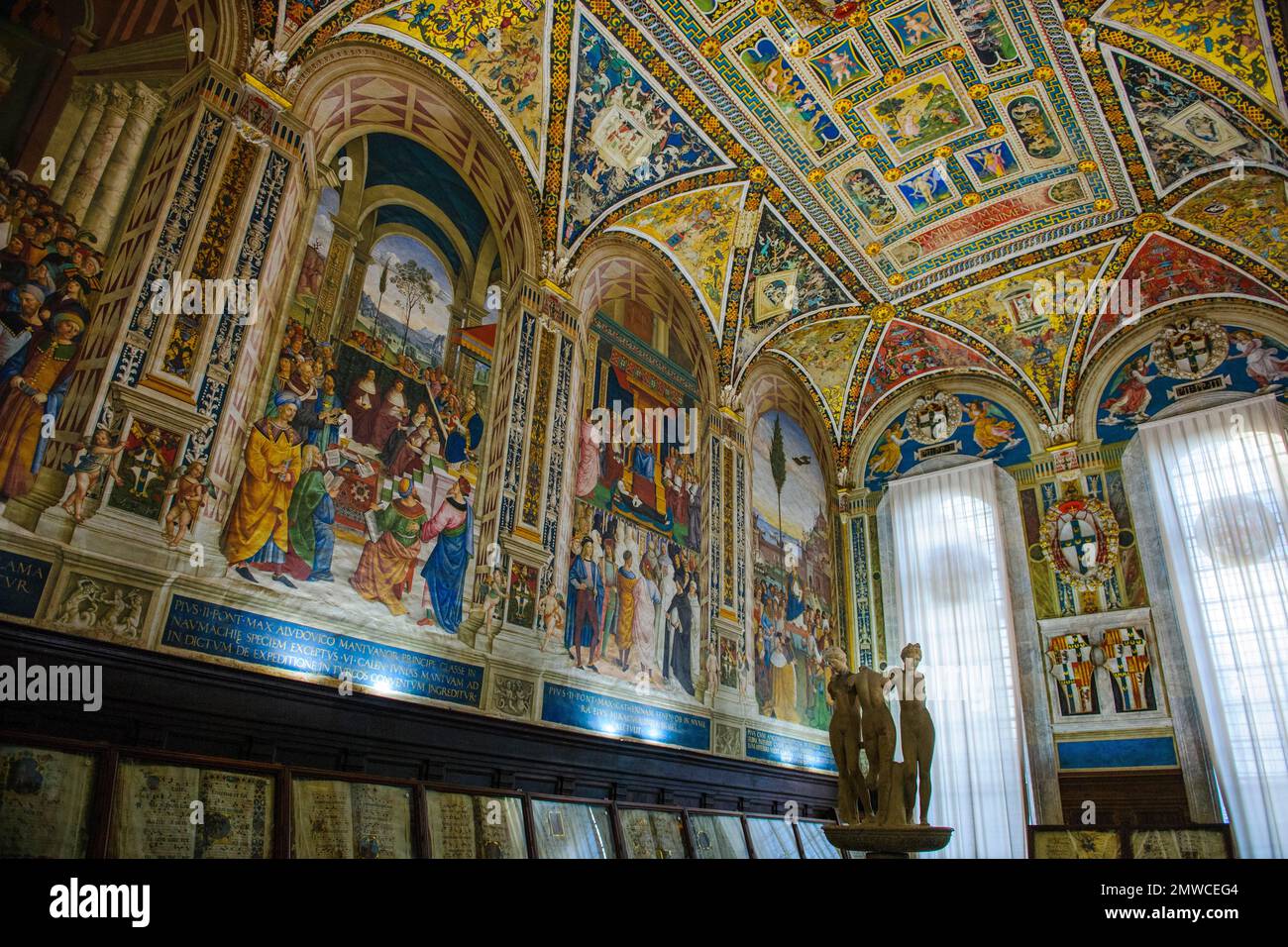 Interior of the Piccolomini Library, ceiling vault and walls with ...