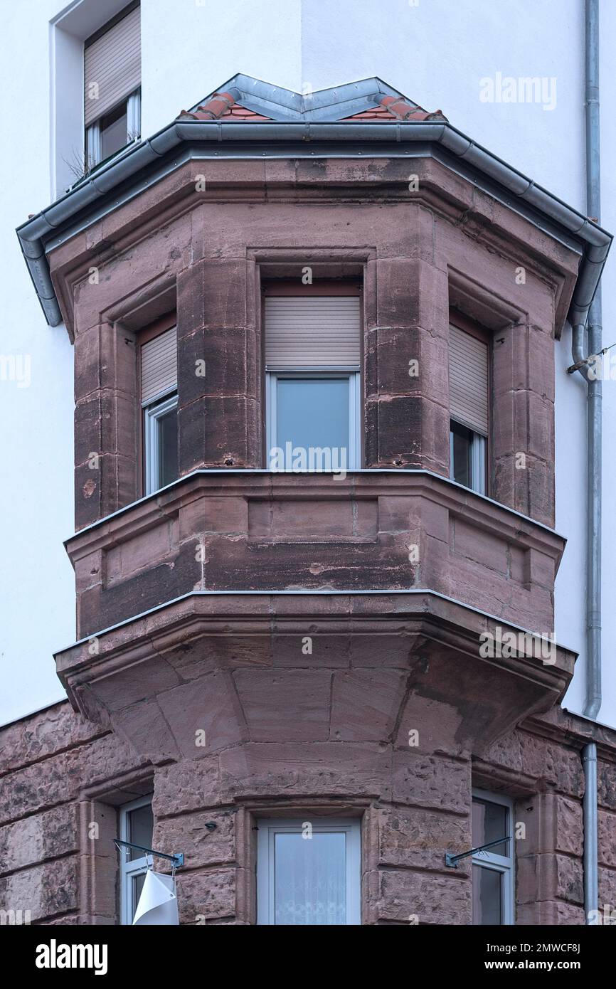 Historic bay window, Jacobstrasse, Nuremberg, Middle Franconia, Bavaria ...
