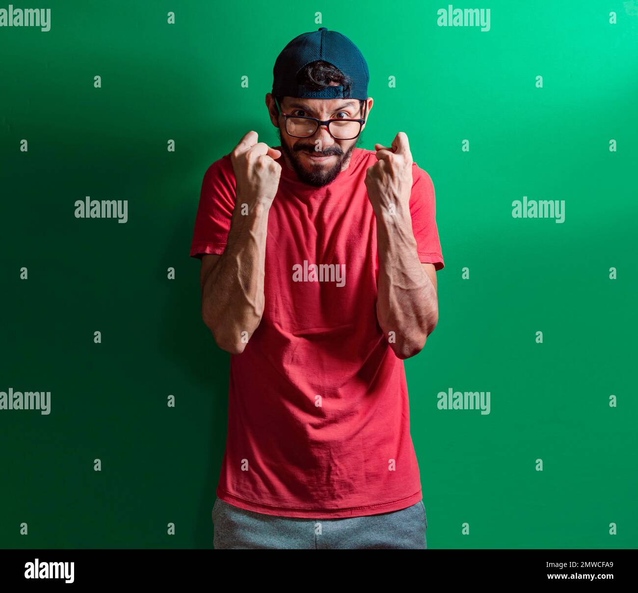 Angry man with glasses, aggressive person concept Stock Photo - Alamy