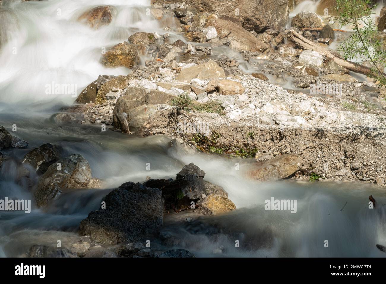 A foam river water flowing on rocks in the summer Stock Photo - Alamy