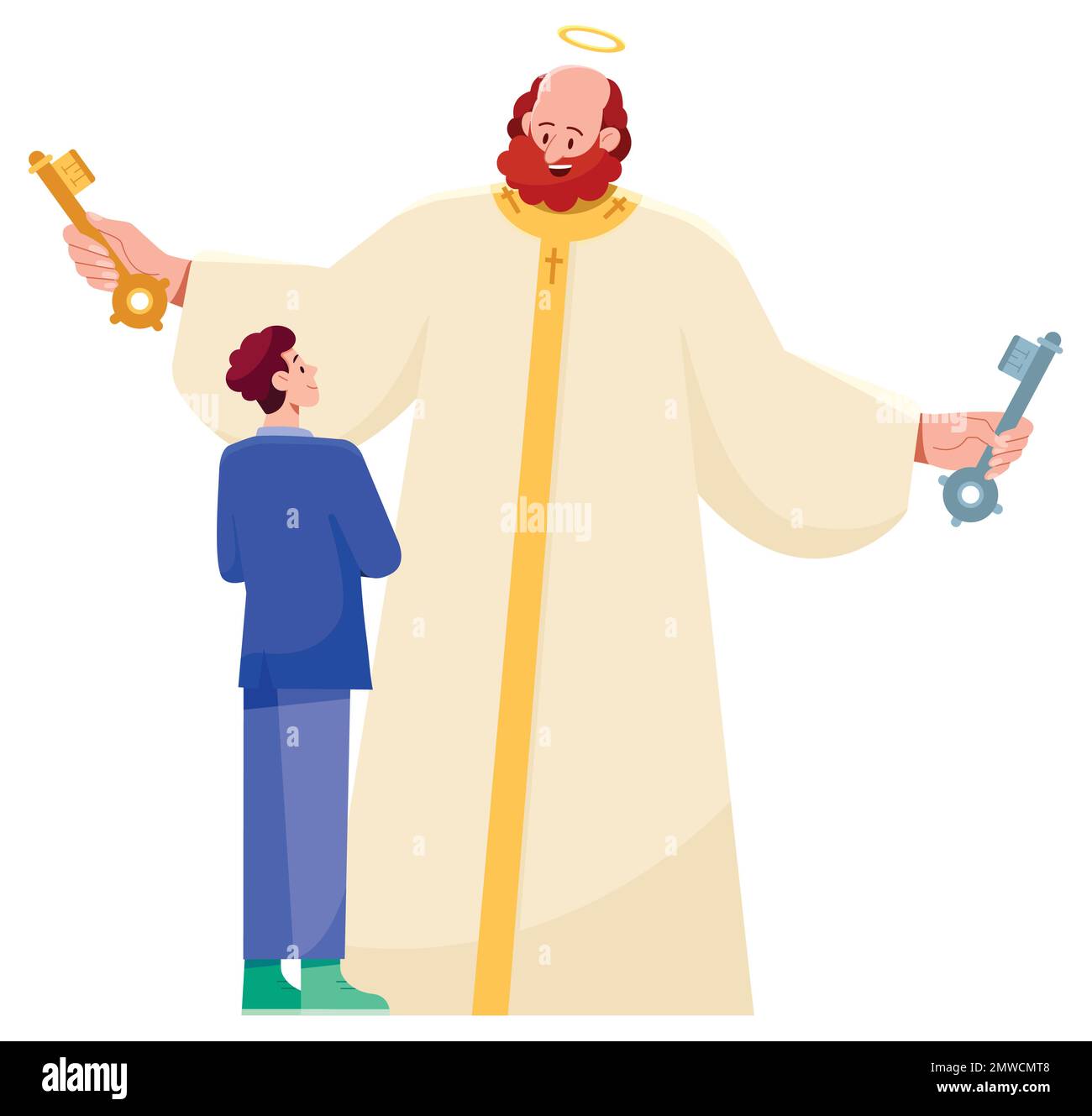 Saint Peter Meeting Man on White Stock Vector Image & Art - Alamy