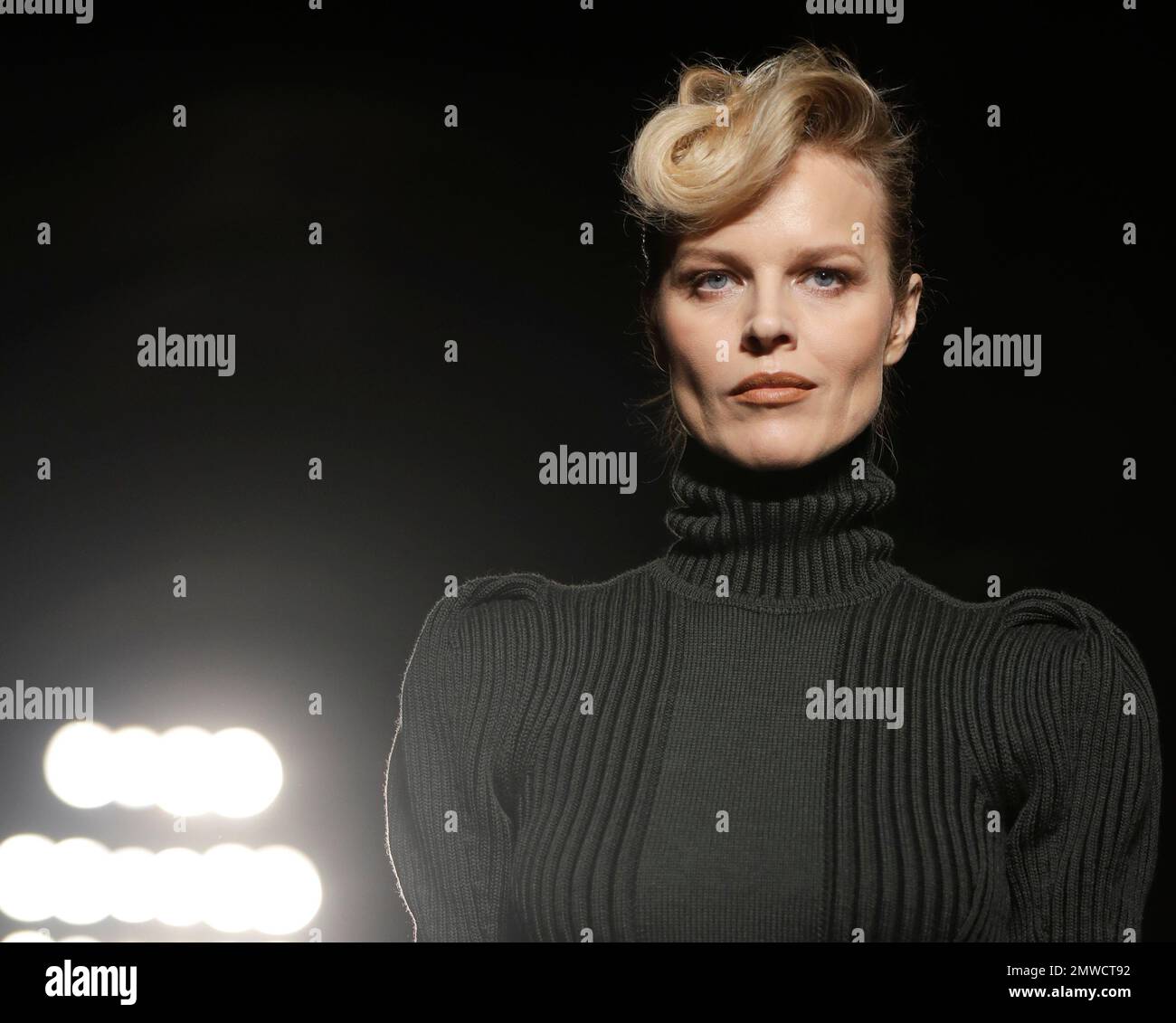 Model Eva Herzigova wears a creation for Bottega Veneta women's Fall ...