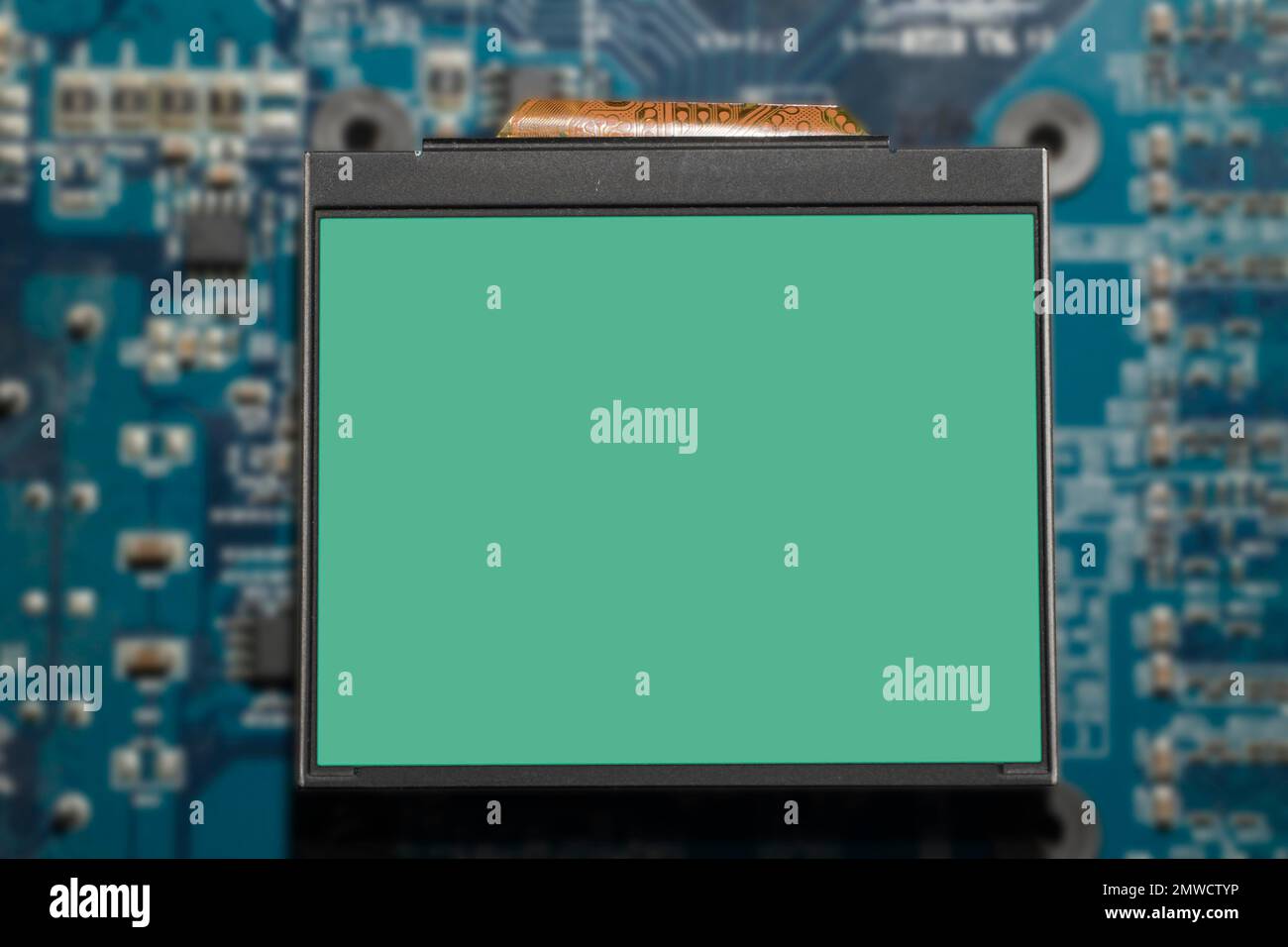 Computer display with green background, text free space Stock Photo - Alamy