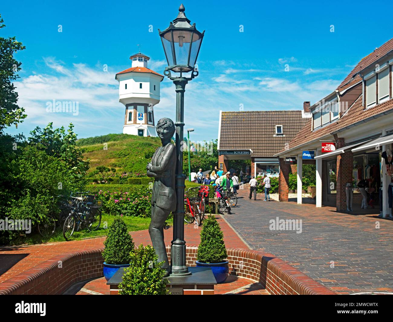 Lale Andersen statue, water tower, Langeoog, East Frisia, Germany Stock ...
