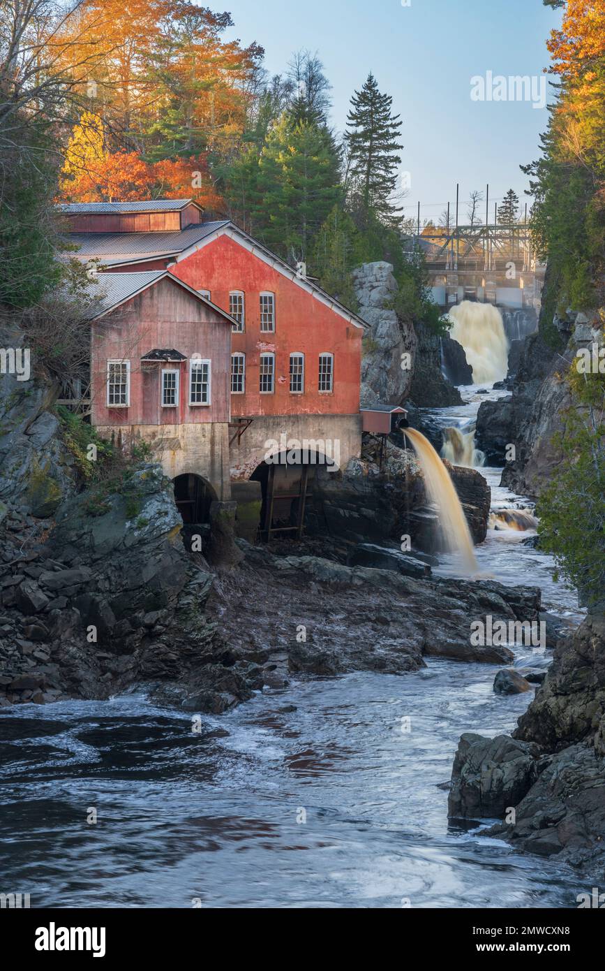 The falls and power plant with fall foliage color at St. George, New ...