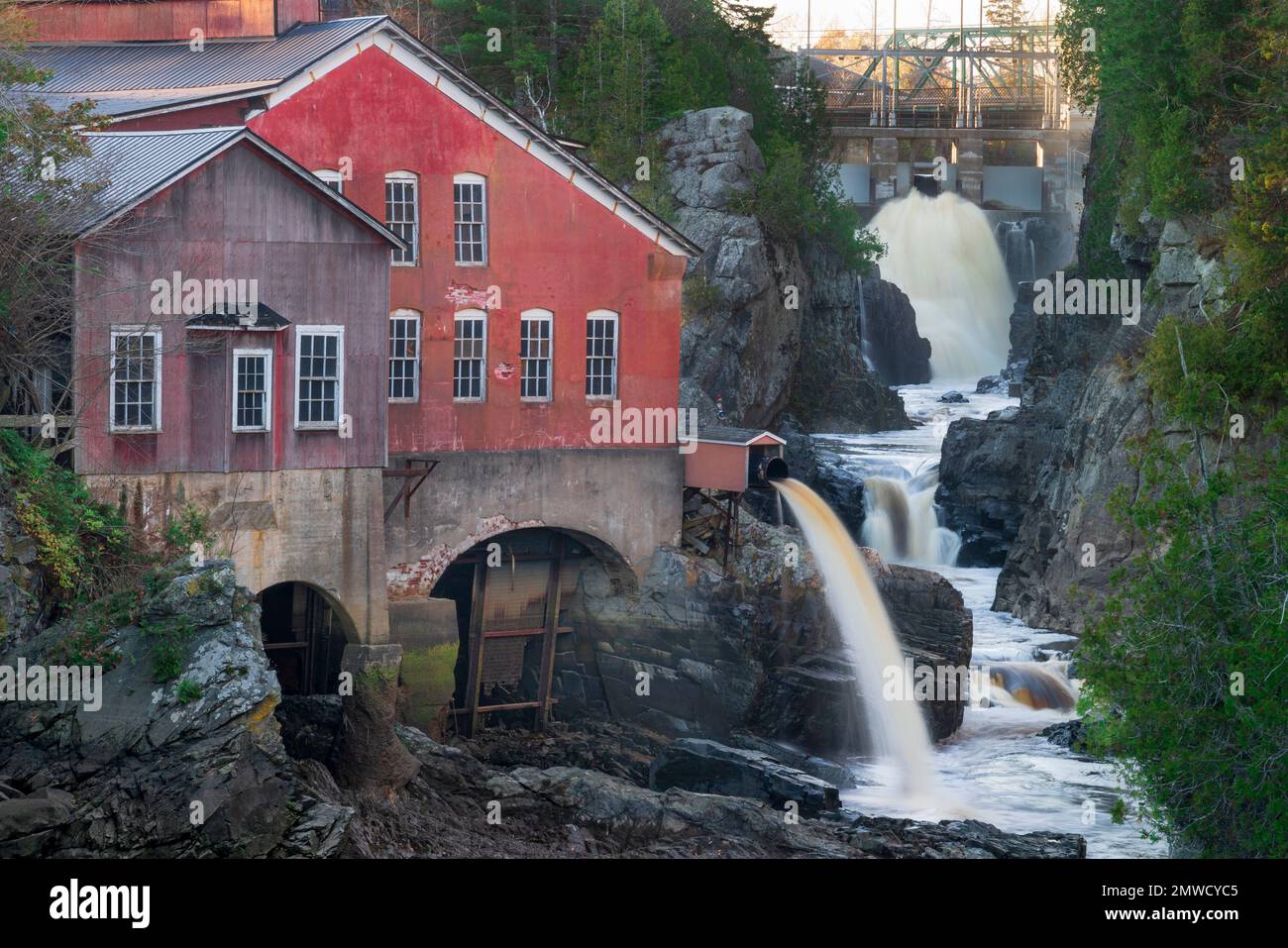 The falls and power plant with fall foliage color at St. George, New ...
