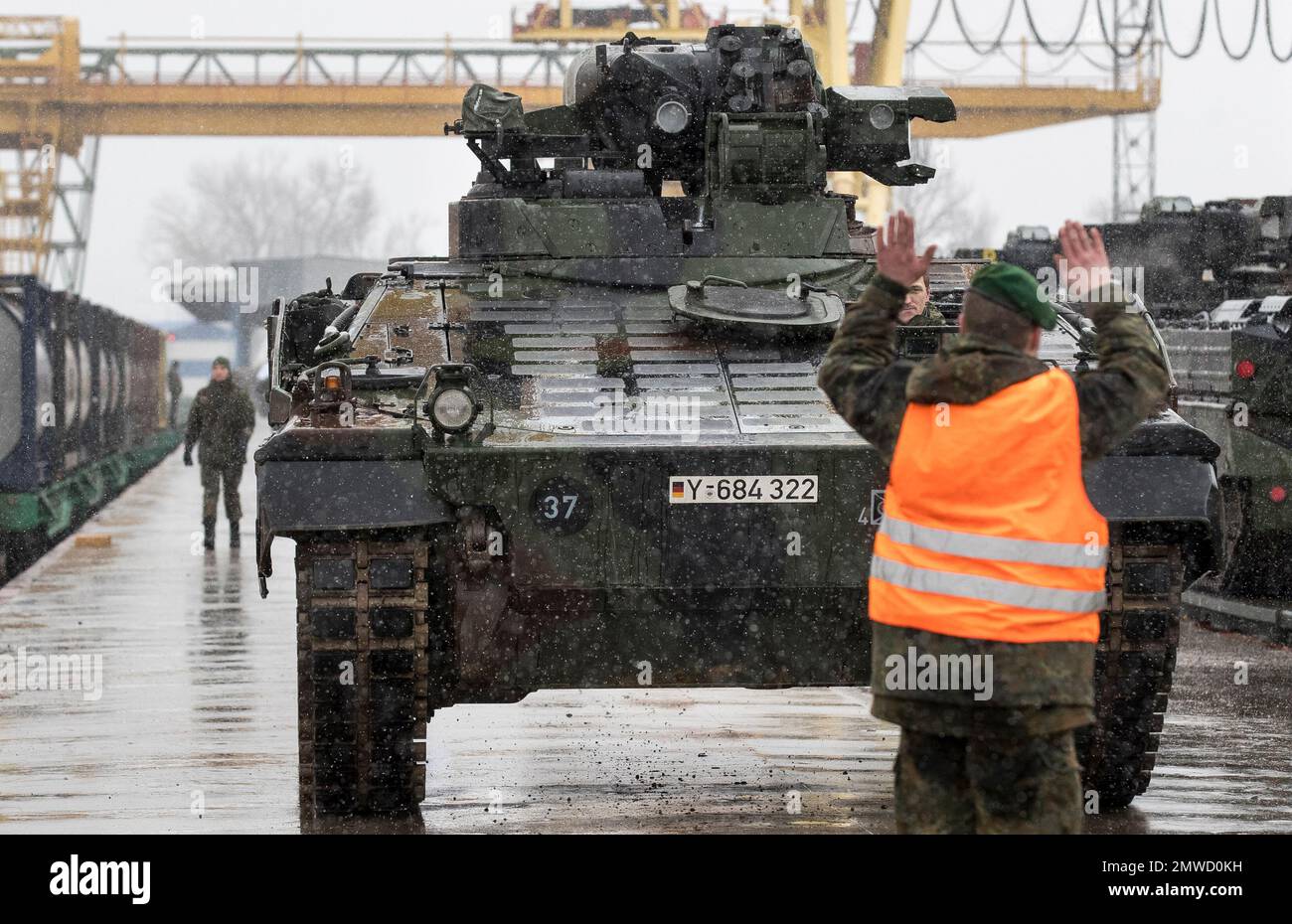 Members of German Bundeswehr 12th Mechanised Infantry Brigade, 122th ...