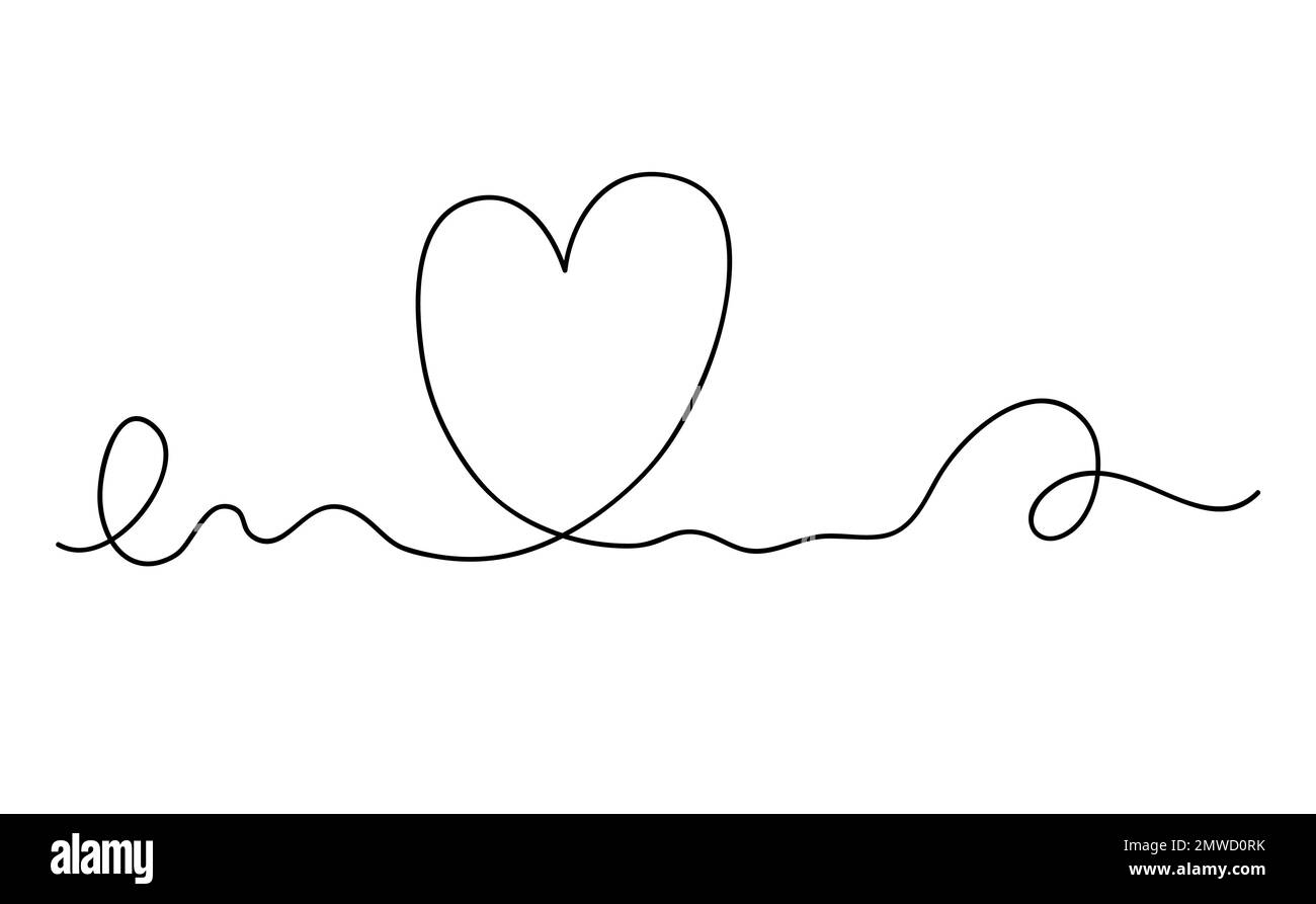Line with heart hand drawn single line simple style minimalist vector ...