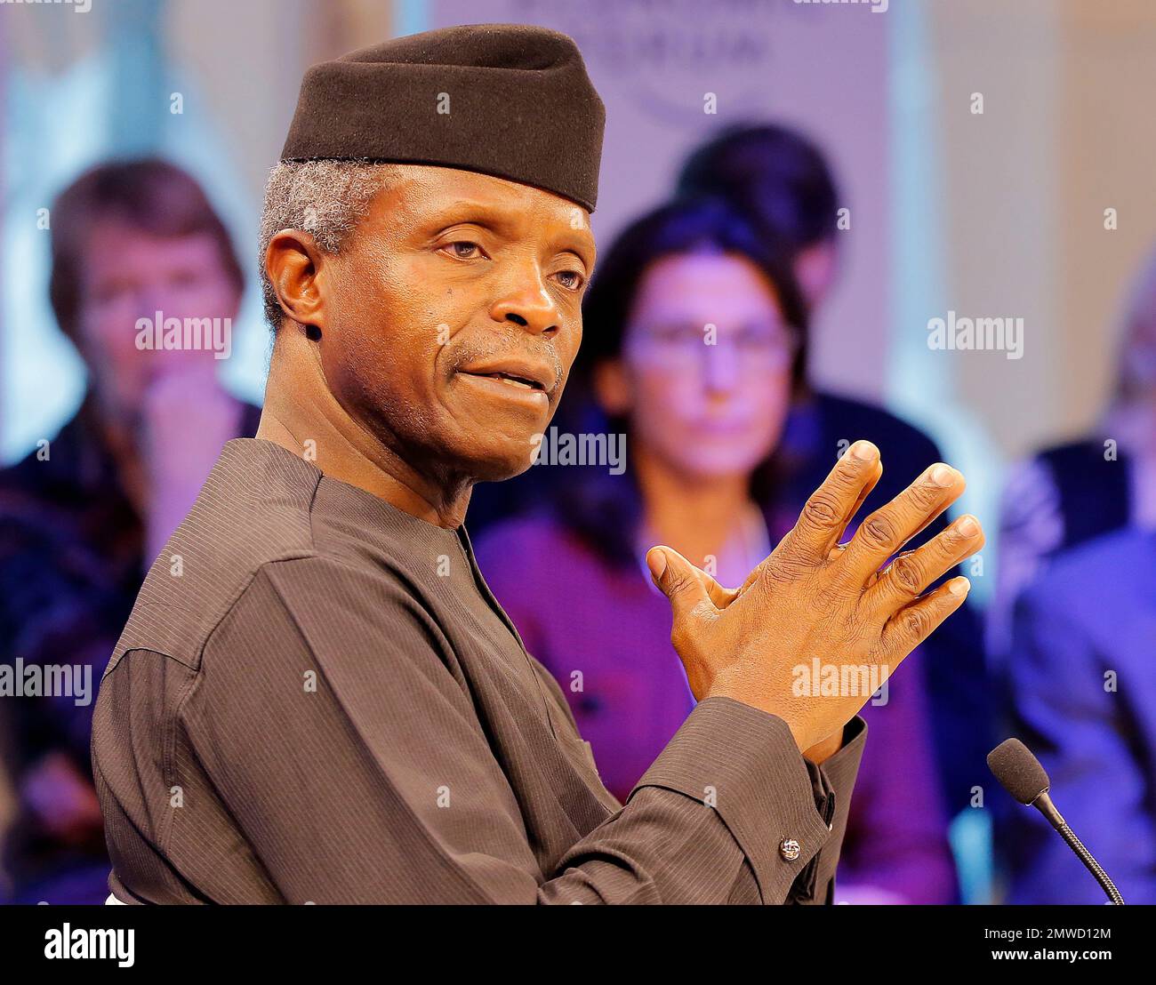FILE- In this Tuesday, Jan.17, 2017 file photo, Nigeria's Vice President Yemi Osinbajo speaks at ...