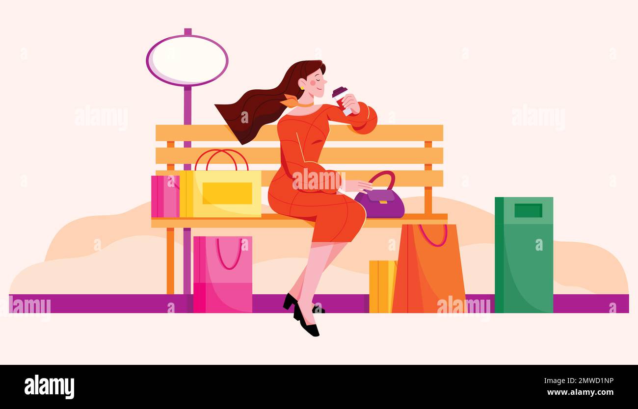 Rest After Shopping Stock Vector Image & Art - Alamy