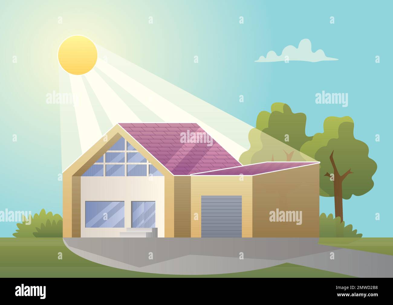 Solar Roof House Stock Vector Image & Art - Alamy