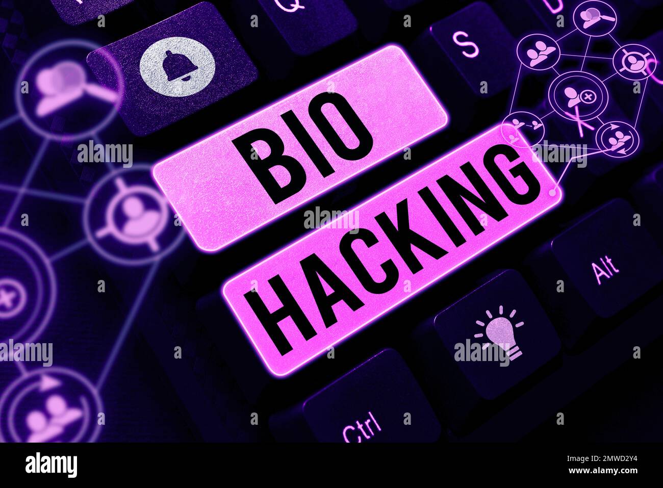 Text caption presenting Bio Hacking. Concept meaning exploiting genetic ...