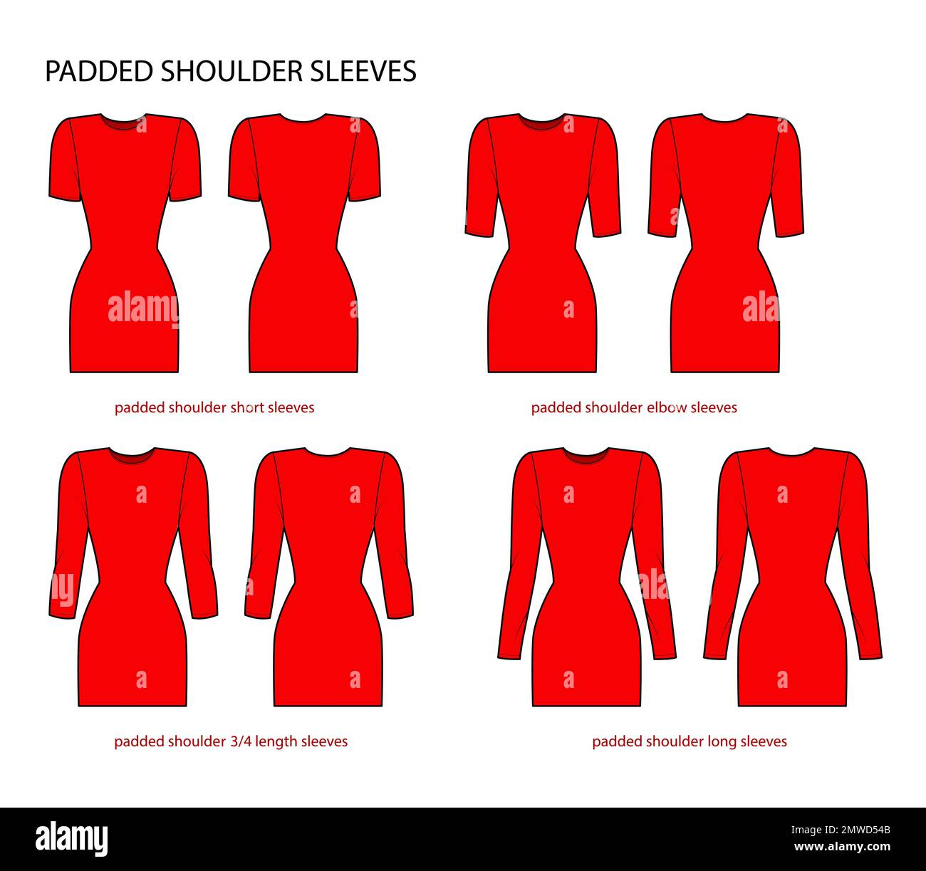 Set of Padded shoulder sleeves clothes - long, short, 3-4, elbow length ...