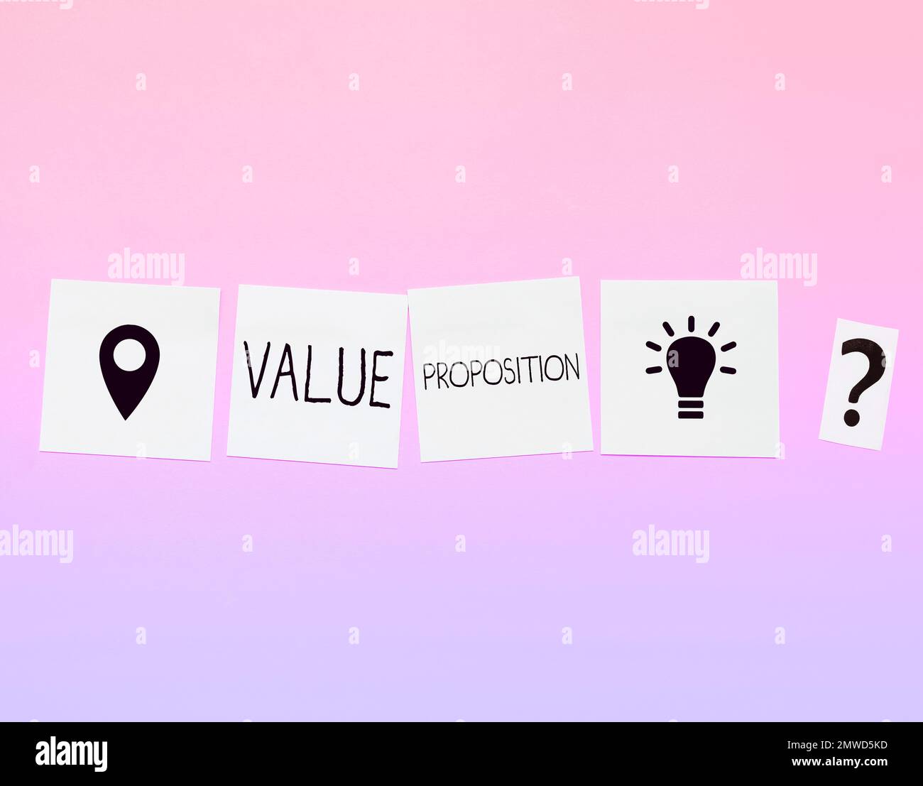 Text caption presenting Value Proposition. Word Written on service make ...