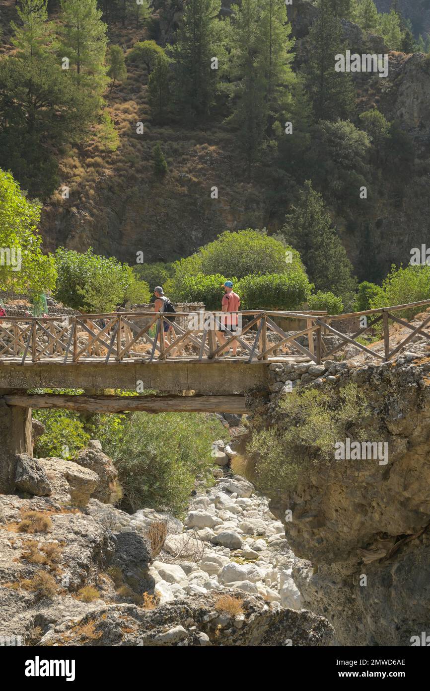 Bridge to the ruins of the former settlement of Samaria, Samaria Gorge ...