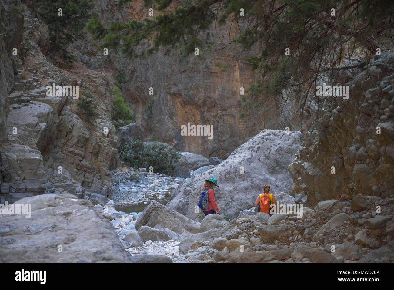 Hiking trail, lower of the three narrows Iron Gates Portes, Samaria ...