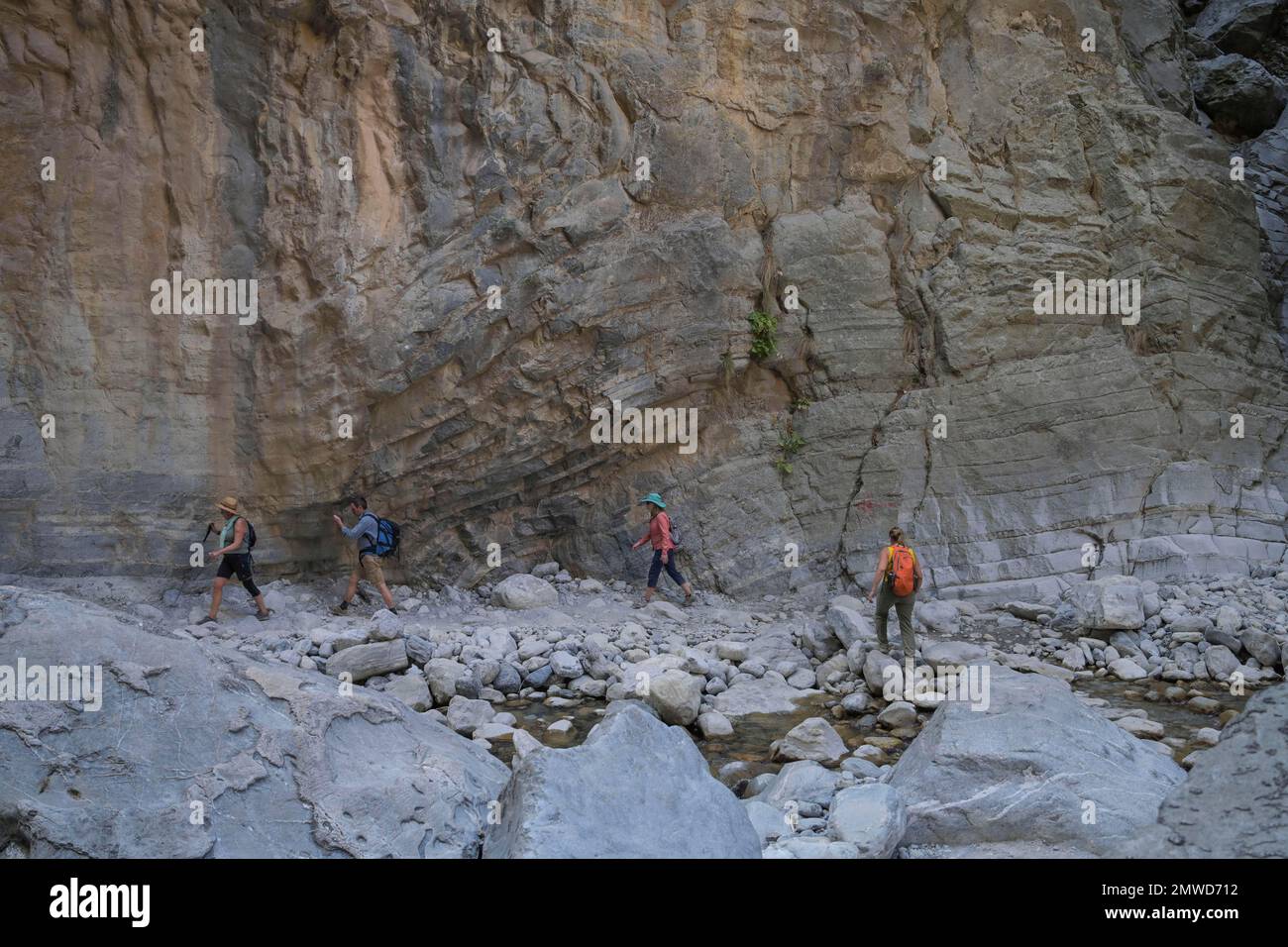 Hiking trail, lower of the three narrows Iron Gates Portes, Samaria ...