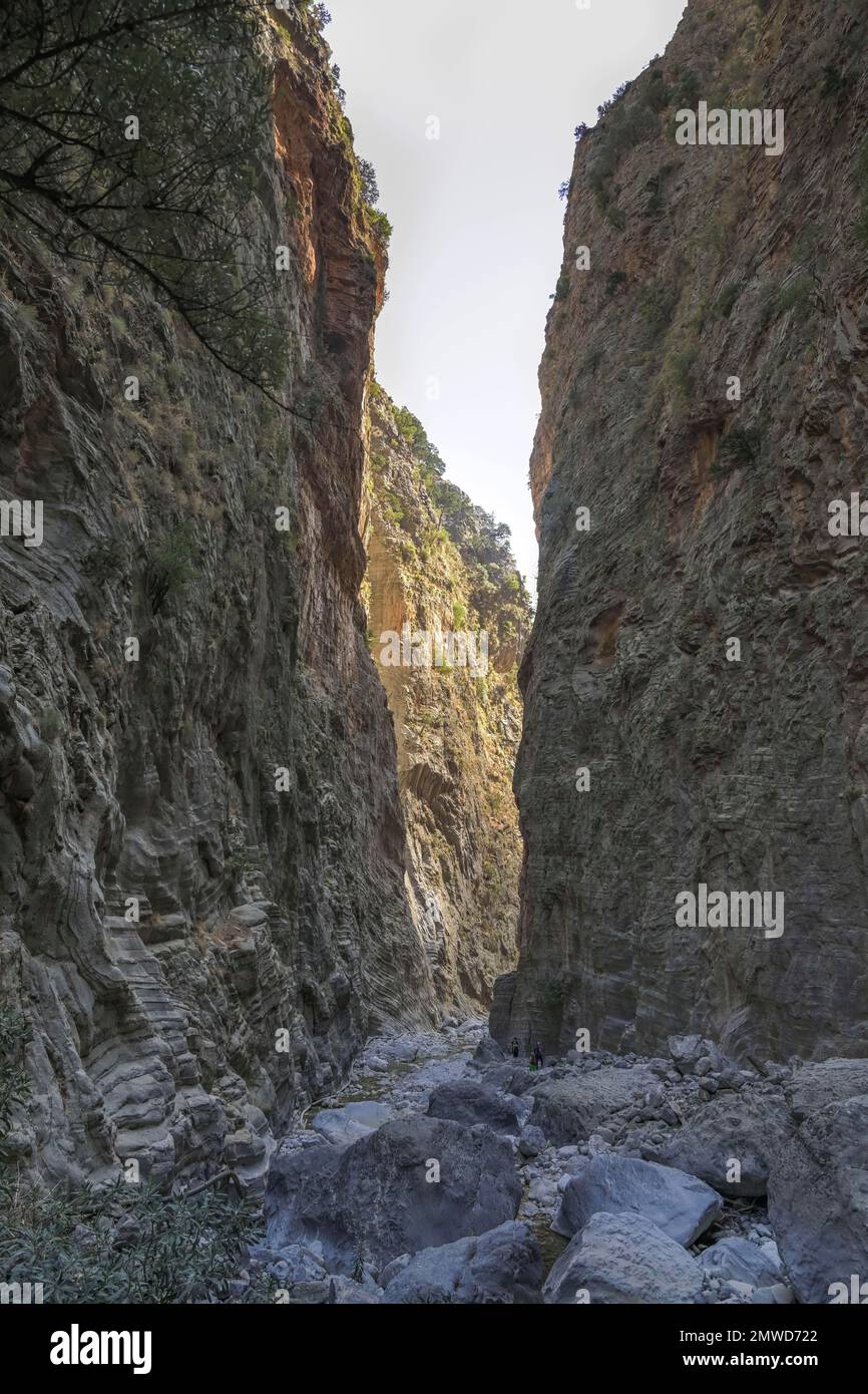 Hiking trail, lower of the three narrows Iron Gates Portes, Samaria ...
